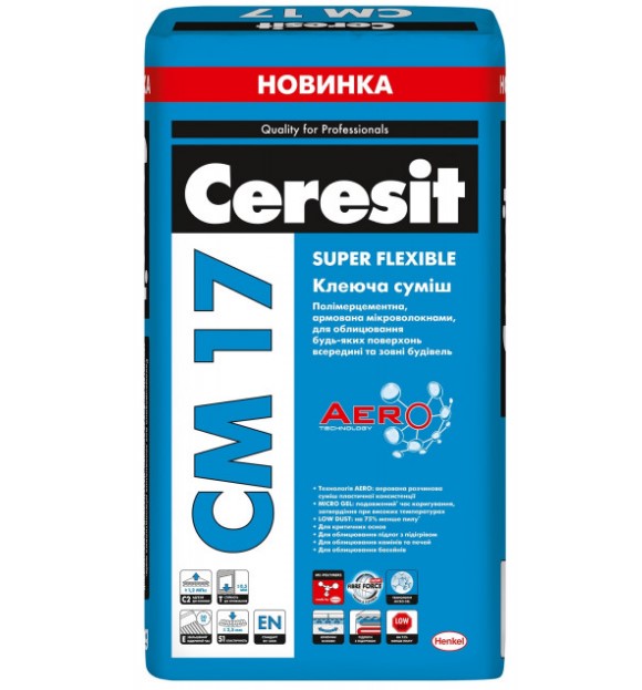 CERESIT CM-17 Aero Клей для натурального камня высокоэластичный (25 кг ...